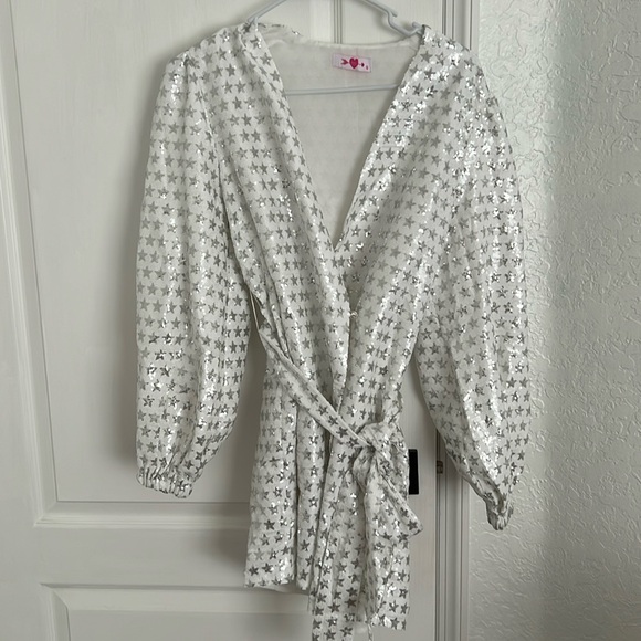 Buddy Love | Dresses | Nwot Buddy Love White Silver Sequin Star Dress ...